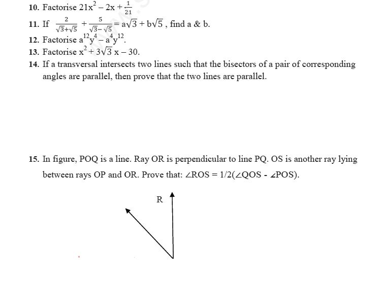 CBSE Class 9 Mathematics Revision Assignments Set H